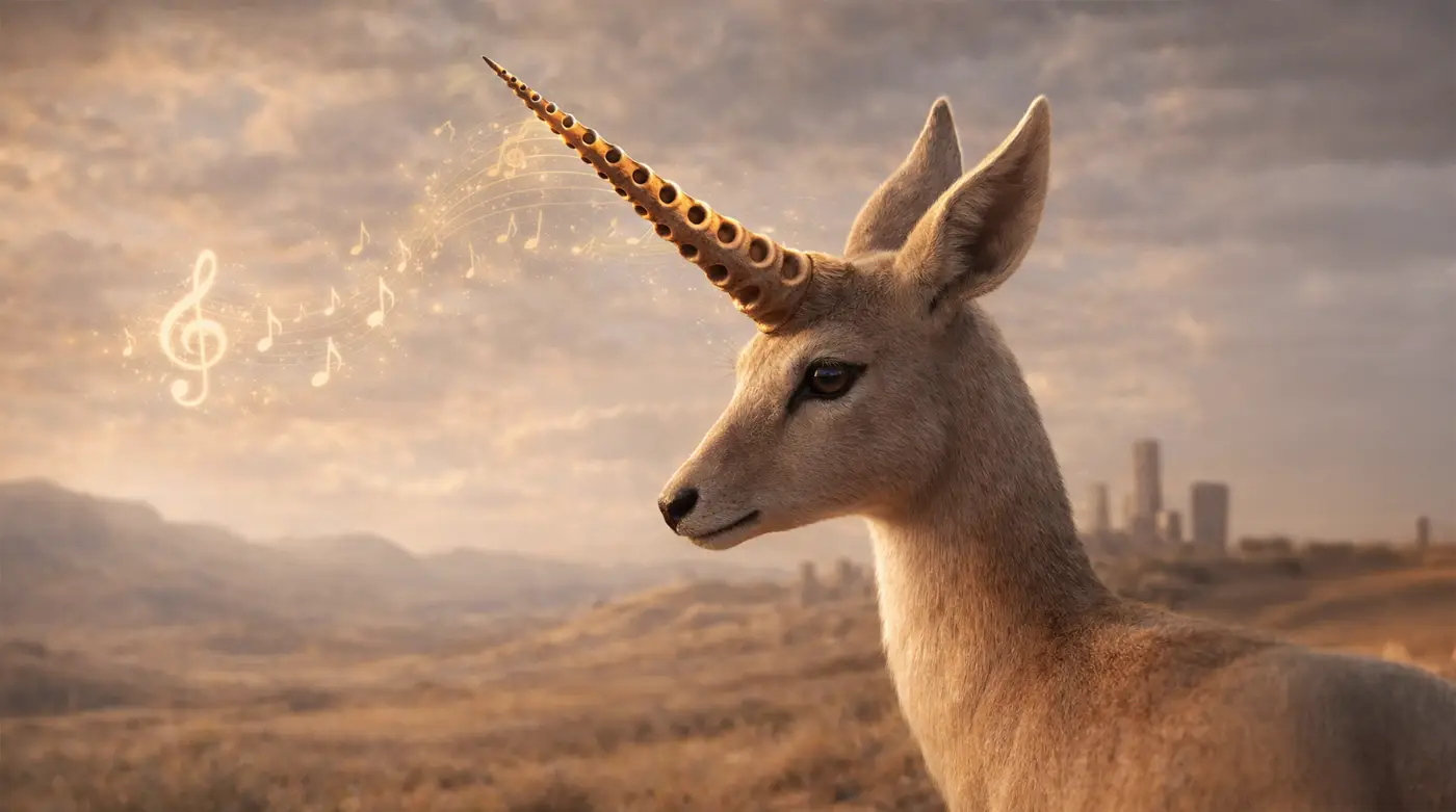 Shadhavar - Enchanted One-Horned Flute Beast of Persian Myth